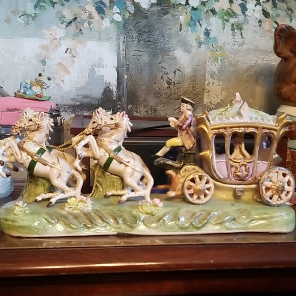 Art | Rare Capodimonte Cinderella Princess Carriage Coachman Horses ...